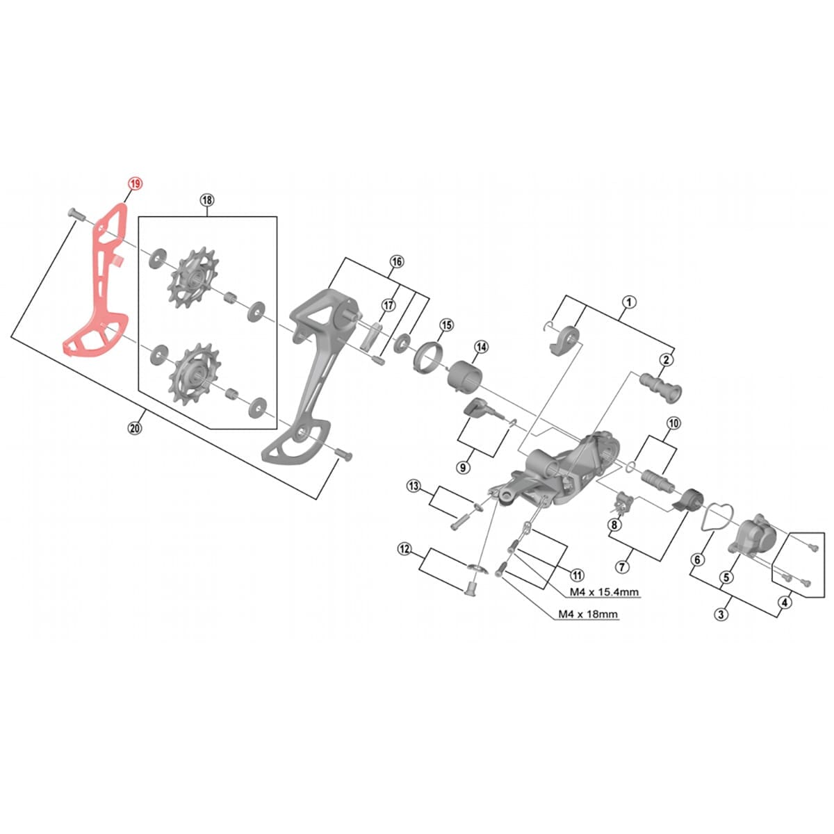 Gabbia deragliatore posteriore interna lunga SHIMANO SLX RD-7100-SGS ...